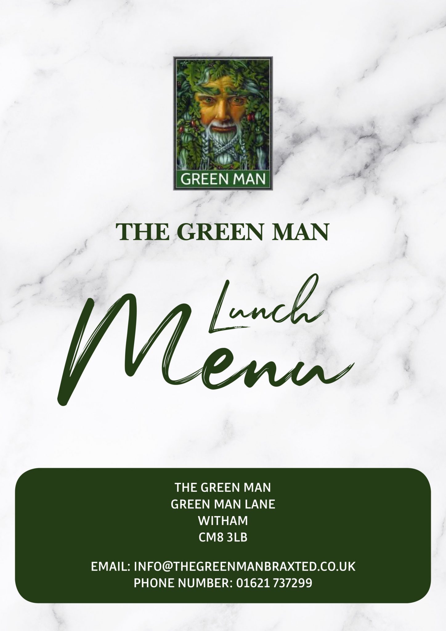 Lunch Menu – The Green Man Little Braxted Essex